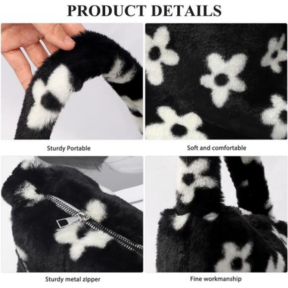 Bags | Fuzzy Tote Bag Y2k Fluffy Shoulder Bag Women Furry Purse Large ...